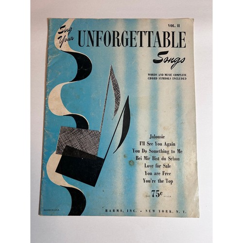 Sing Your Unforgettable Songs Vol II Songbook Harms Inc 1930s | eBay