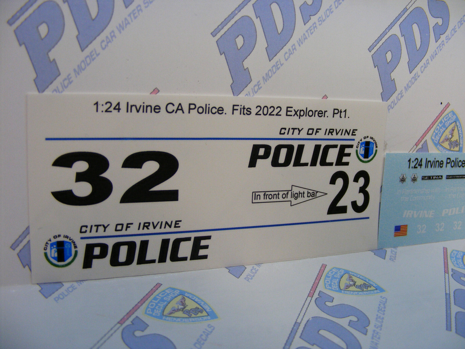 Irvine CA Police 1/24 Water Slide Decals Fits Motormax 2022 Police B ...