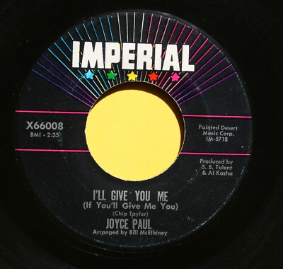 JOYCE PAUL Country Pop 45rpm I'll Give You Me b/w Don't Send Flowers ...