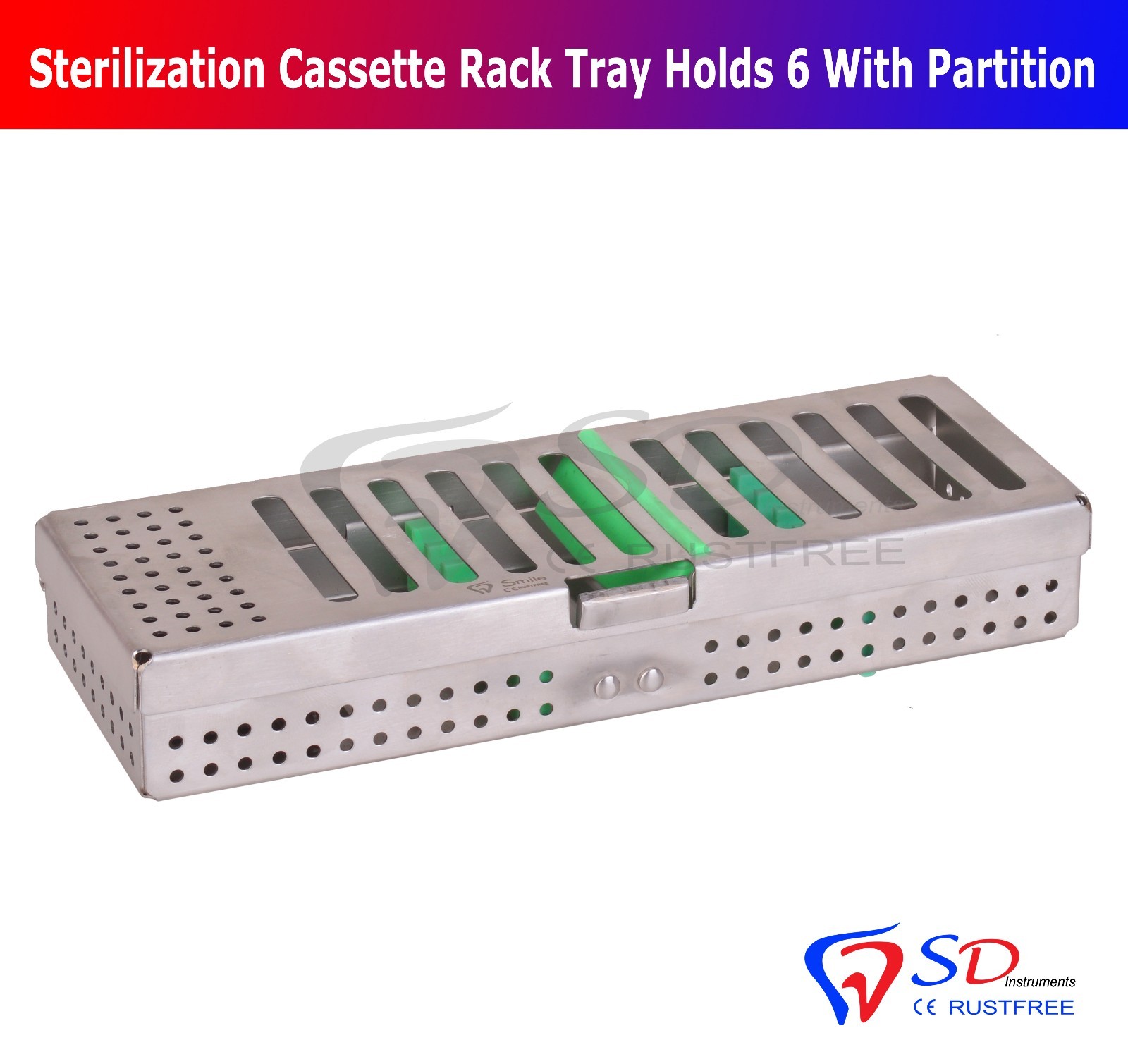 Sterilization Cassette Rack Tray Holds 6 With Partition For Dental ...