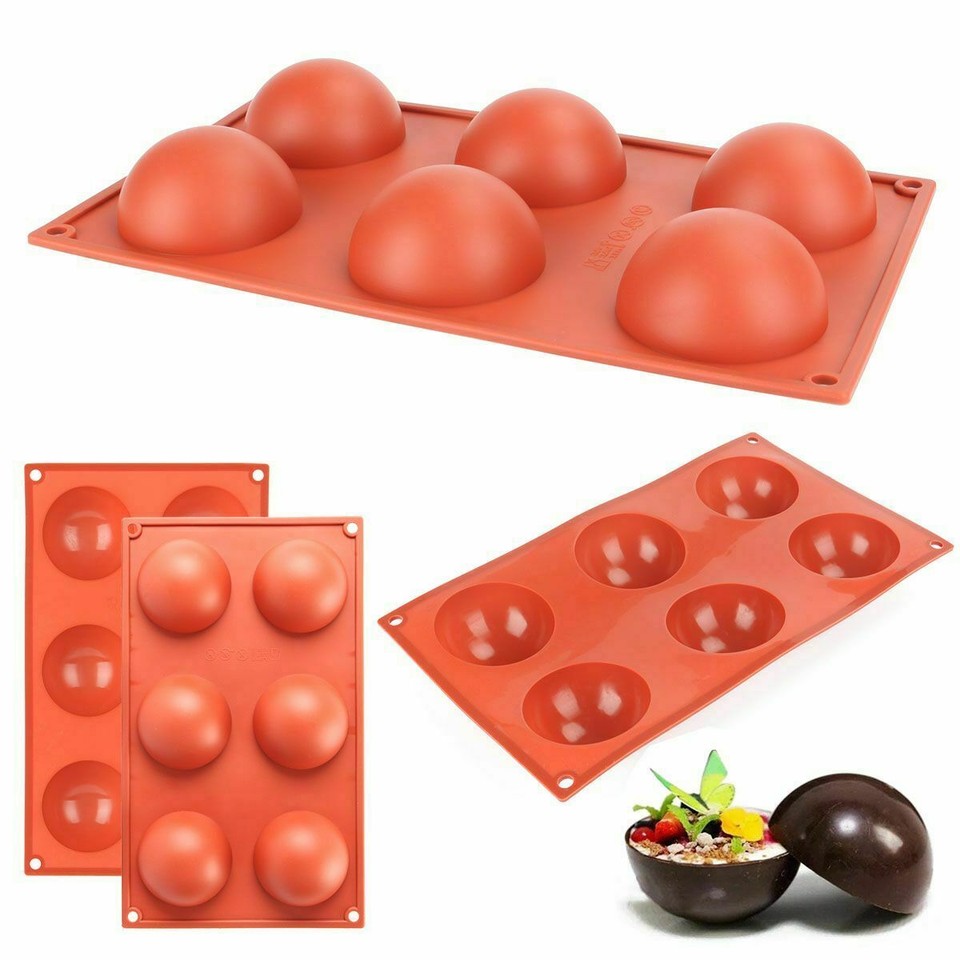 6-Cavity Silicone Cake Mold Hot Chocolate Bombs Mould 2" Half Ball ...