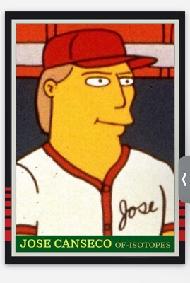JOSE CANSECO THE SIMPSONS SPRINGFIELD ISOTOPES CUSTOM 1985 DONRUSS ...