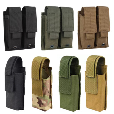 Tactical Molle Magazine Pouch 9mm .40 .45 Cal Single Dual Adjustable ...