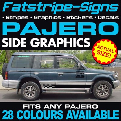 to fit MITSUBISHI PAJERO GRAPHICS STRIPES DECALS STICKERS V20 V60 4x4 3 ...