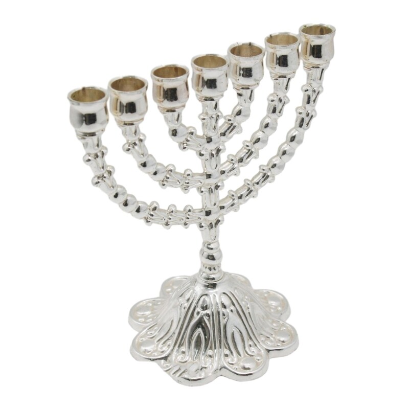 Flower Base 7 Branch Menorah Metal Holder Temple Jewish Candlestick ...
