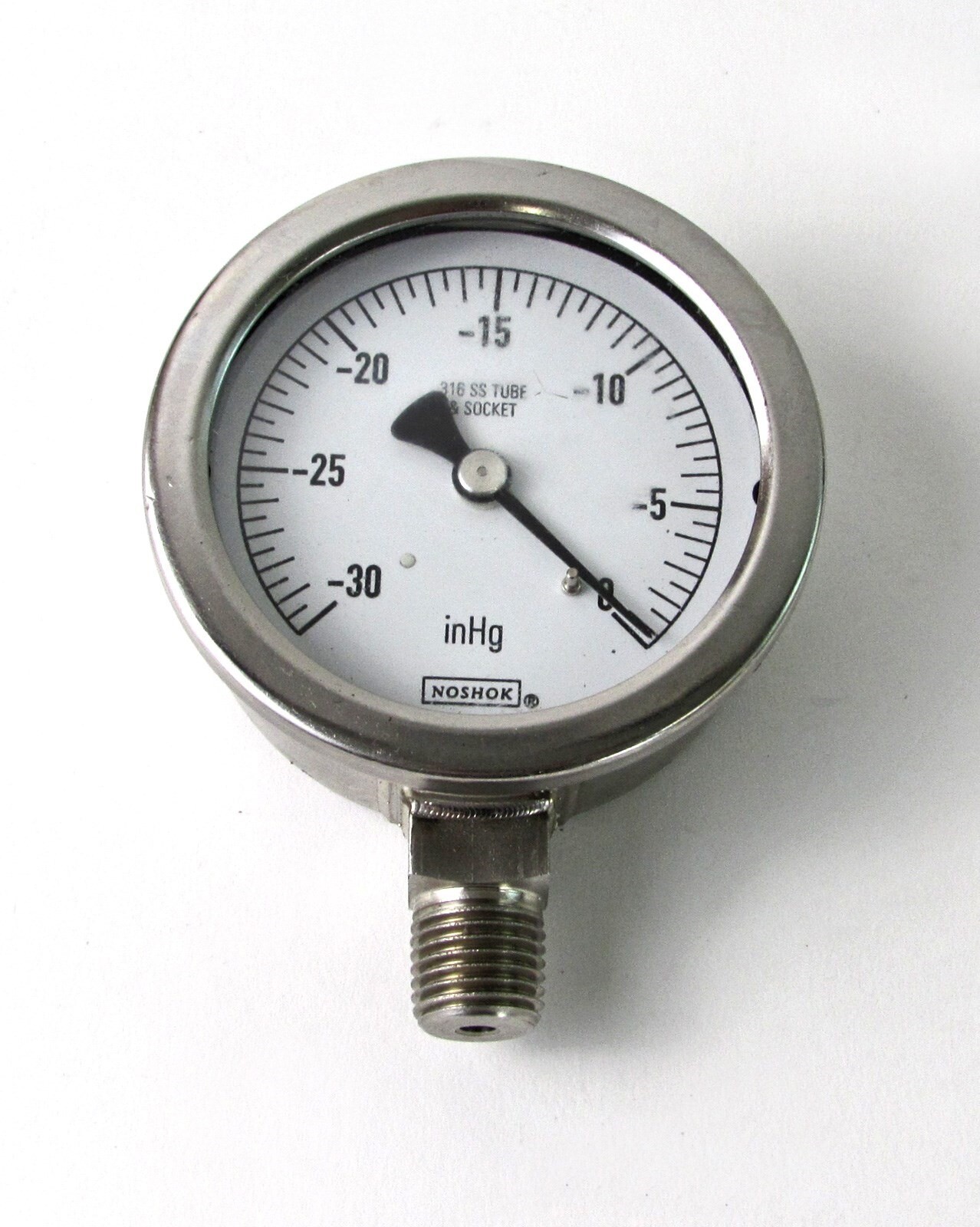 Noshok 316 SS Tube & Socket Pressure Gauge - 0 to -30 inHg | eBay