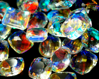 100 CT+ Rainbow Color Mix Cut Natural Mystic Topaz Loose Gemstone Lot ...
