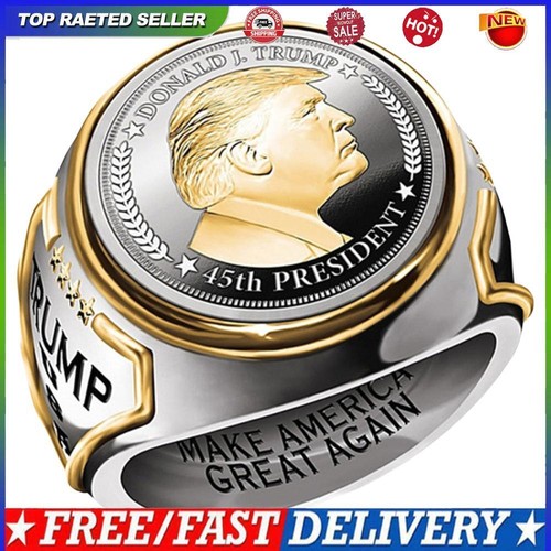Bicolor Donald Trump Ring Trump Engrave Rings for American President ...