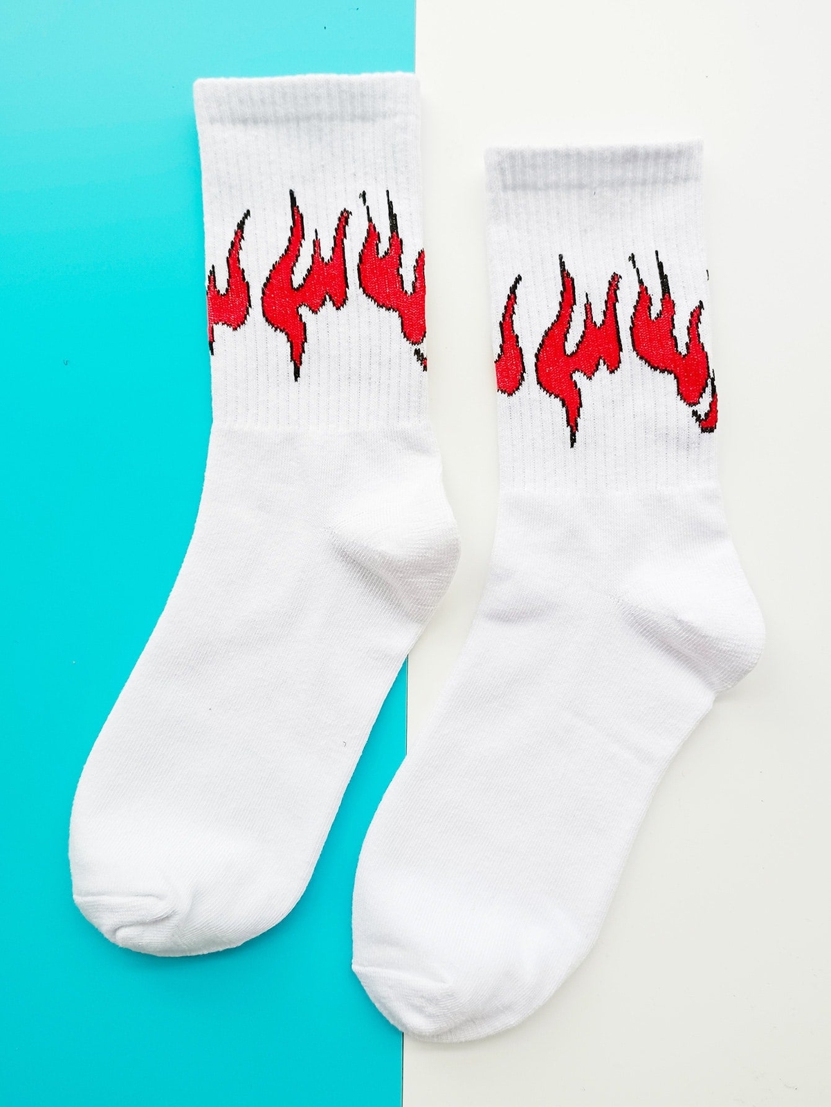 Red Flame Print Socks Funny Socks for Men Novelty Socks Funky Socks ...