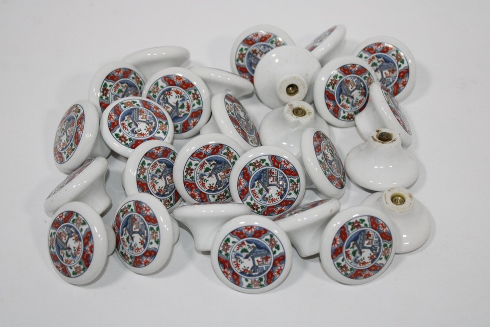 26 Vintage Asian ceramic drawer cabinet knobs Pulls, 1.5 Inch Oriental ...