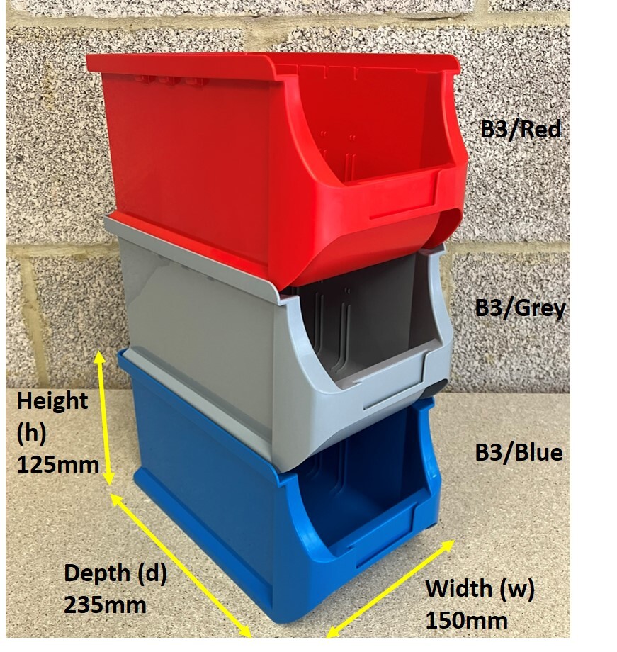 Hanging stacking plastic parts storage lin bins boxes garage workshop ...