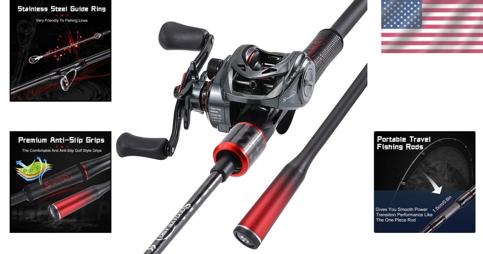 High-Performance 7' Baitcasting Rod and Reel Combo for Bass Fishing ...