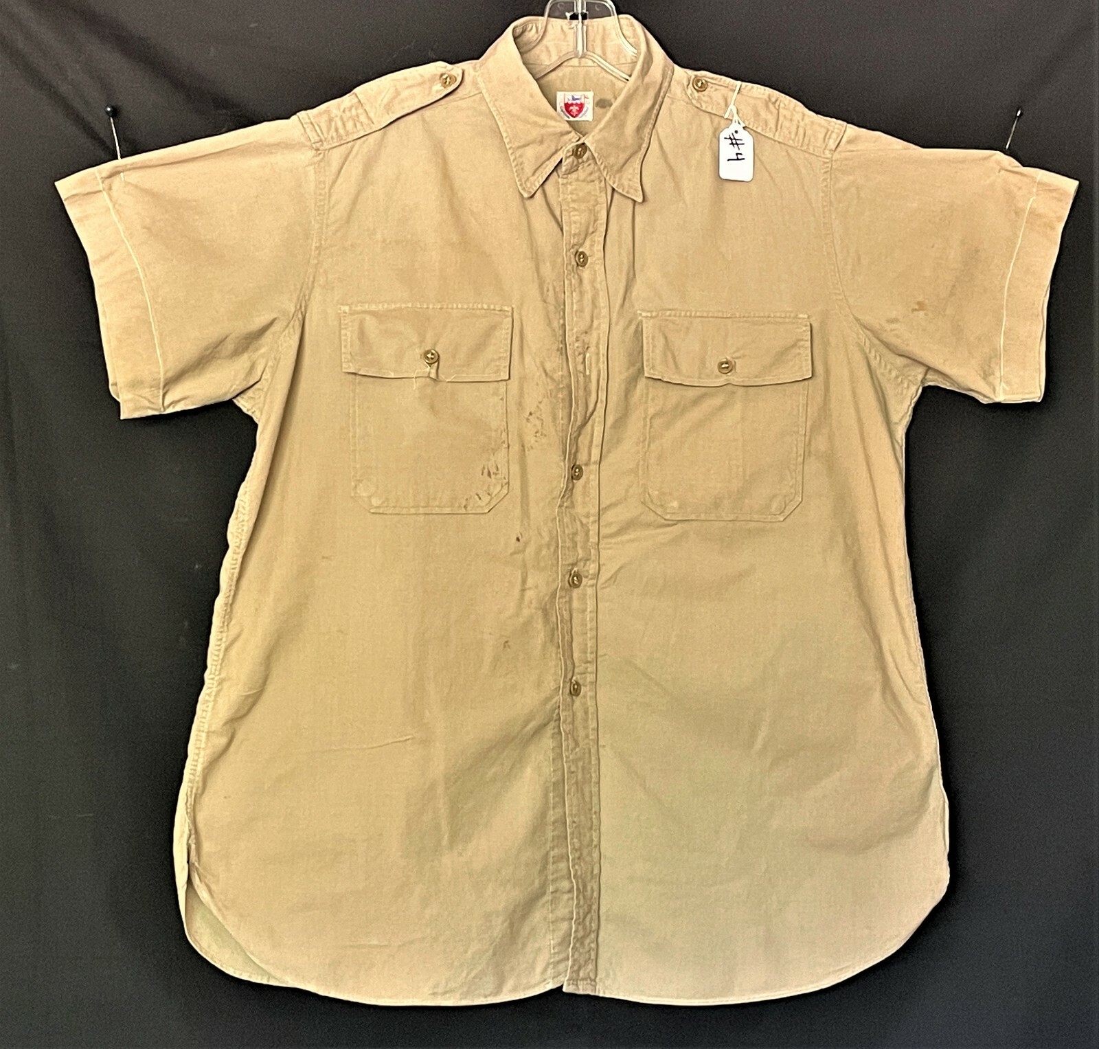 WW II U.S. MILITARY KHAKI SHORT SLEEVE BUTTON UP UNIFORM SHIRT #4 | eBay