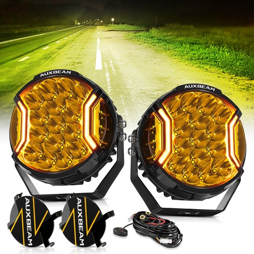 AUXBEAM 7" LED Work Light Cube Pods OffRoad Lights Amber DRL For Can-am ...