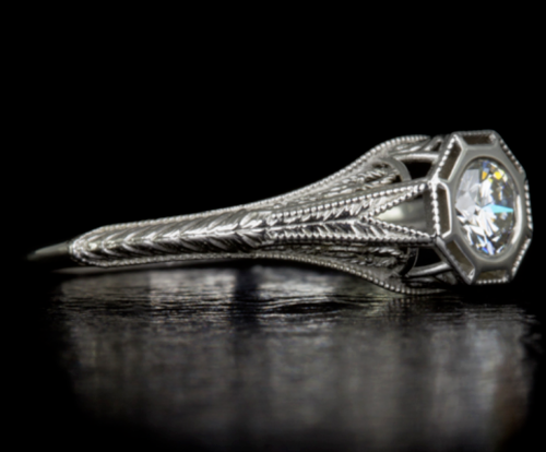 Outstanding Filigree Design Women's Engagement Ring In 935 Silver 0.6CT ...