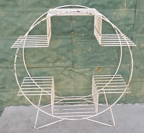 Vintage MCM Atomic Round Metal Wire 6 Shelf Plant Stand | eBay