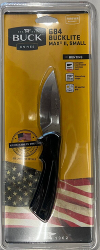 Buck 684 Bucklite Max II Small Fixed Blade Drop Point Polyester Sheath ...