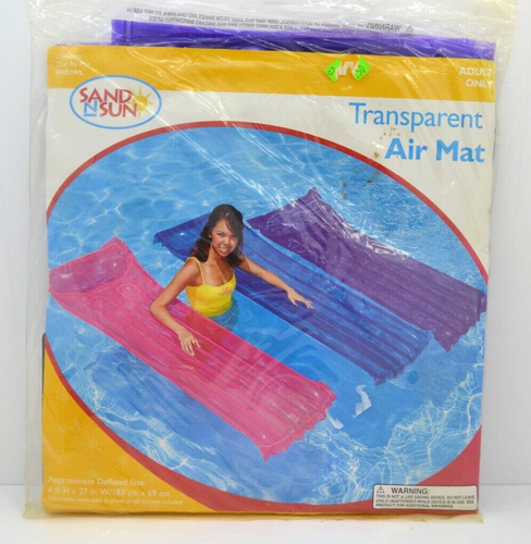 VINTAGE Sand N Sun Pool Inflatable Air Mat Swim Pink 72"x27" Raft Water ...
