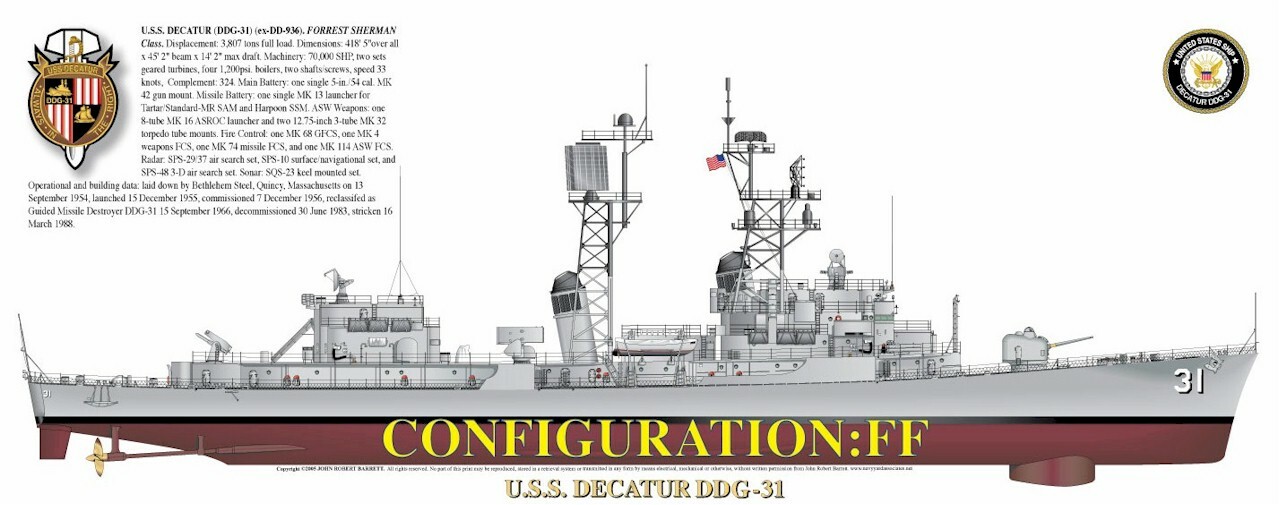 USS DECATUR DDG-31 PATCH GUIDED MISSILE DESTROYER US NAVY VET PURSUIT ...