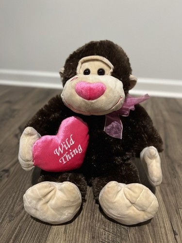 Black Gorilla Ape Monkey stuffed animal plush red heart Valentine's Day ...