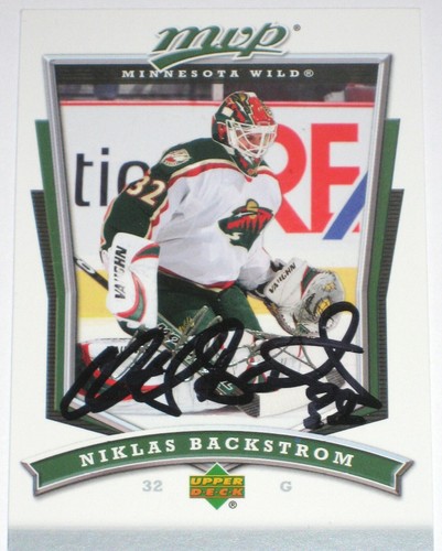 NIKLAS BACKSTROM SIGNED UPPER DECK MVP MINNESOTA WILD CARD AUTOGRAPH ...