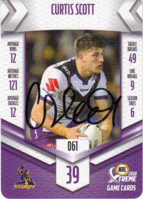 2018 NRL XTREME PLAYER AUTOGRAPH CARD - PA061 CURTIS SCOTT MELBOURNE ...
