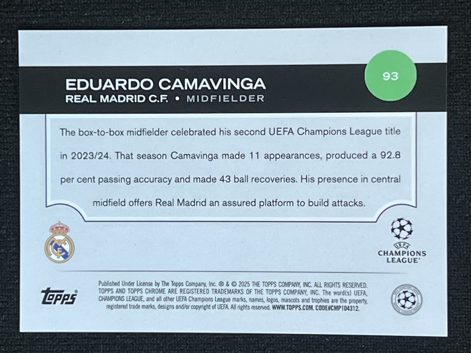 2024-25 Topps Chrome LogoFractor UCC - Eduardo Camavinga Orange ...