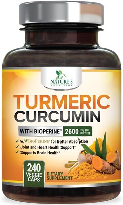 Turmeric Curcumin with Bioperine 2600mg High Absorption Triple Strength ...