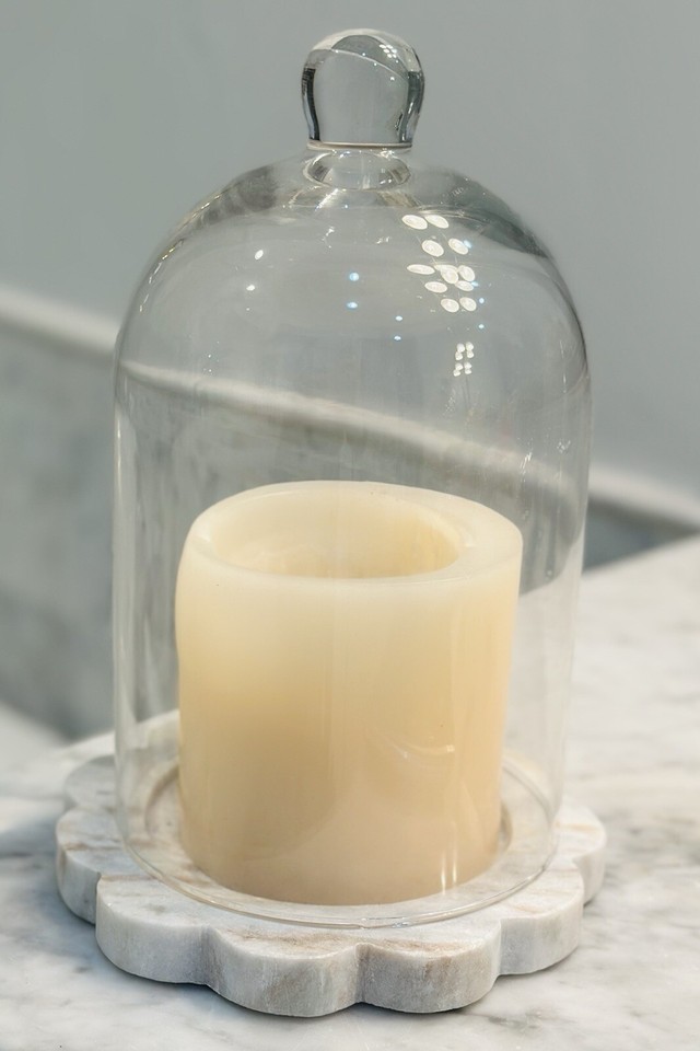 Target Threshold LARGE CLEAR GLASS CLOCHE Rounded w Knob Top CANDLE ...