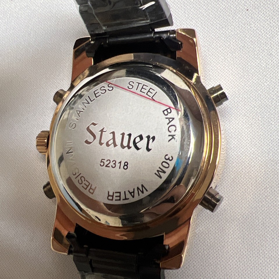 Stauer Due Volta Chronograph Watch Men 48mm Rose Gold Tone Black | eBay