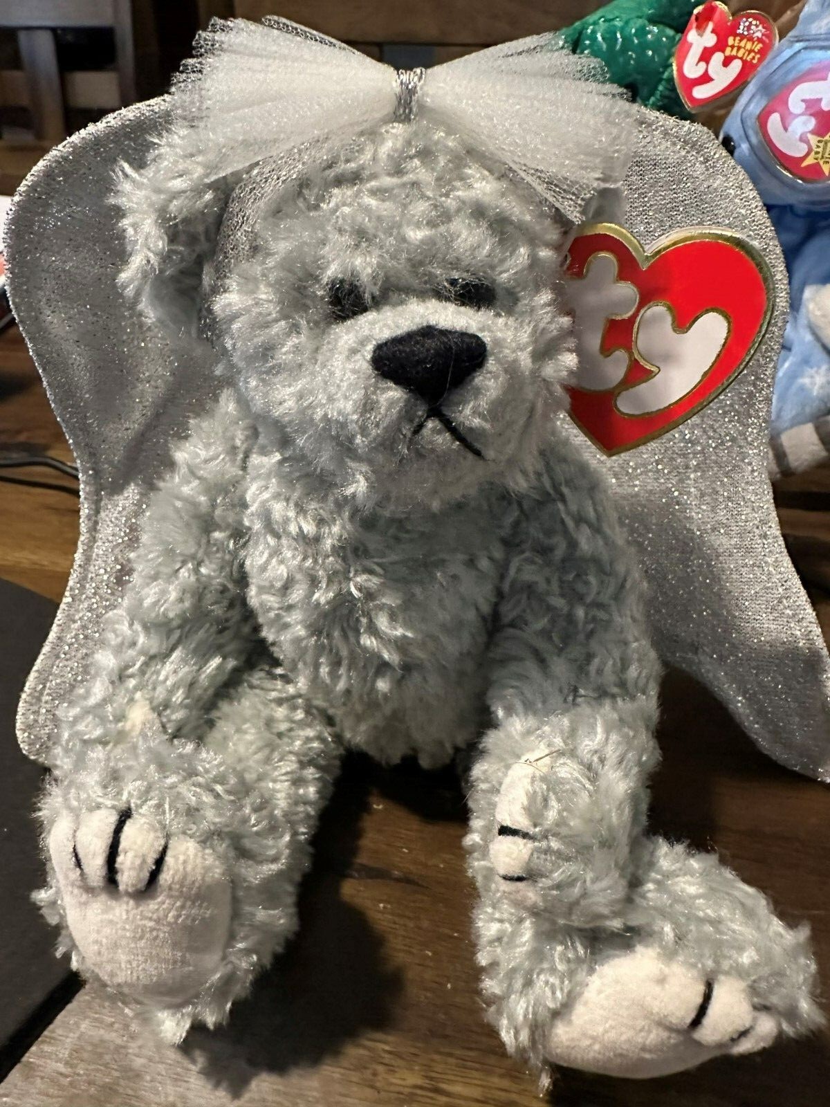 Sterling TY Angel beanie baby, grey in color with silver wings. | eBay