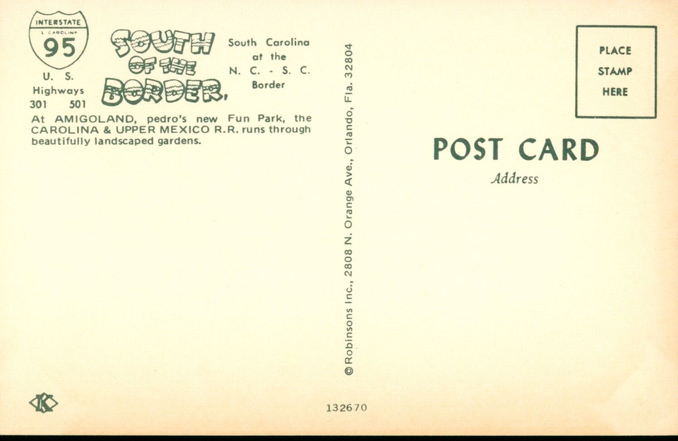 Postcard Deer Train South of the Border Tourist Park Carolina Fun Park ...