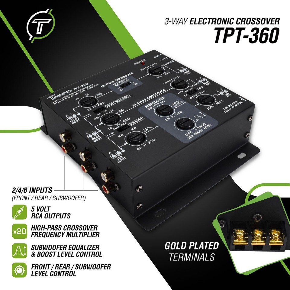 TIMPANO 3 WAY ELECTRONIC CROSSOVER TPT-360 6 CHANNEL W/ SUBWOOFER ...