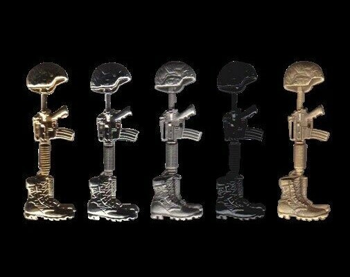 Fallen Soldier Battlefield Cross Veterans Memorial Pins (glossy gold ...