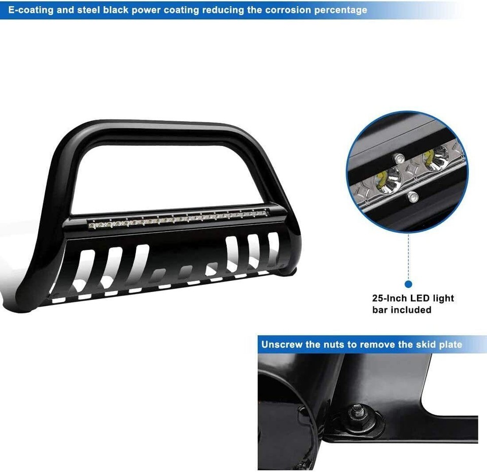 Bull Bar for 2004–2023 Ford F-150 Push Front Bumper Grille Guard w/ Led ...