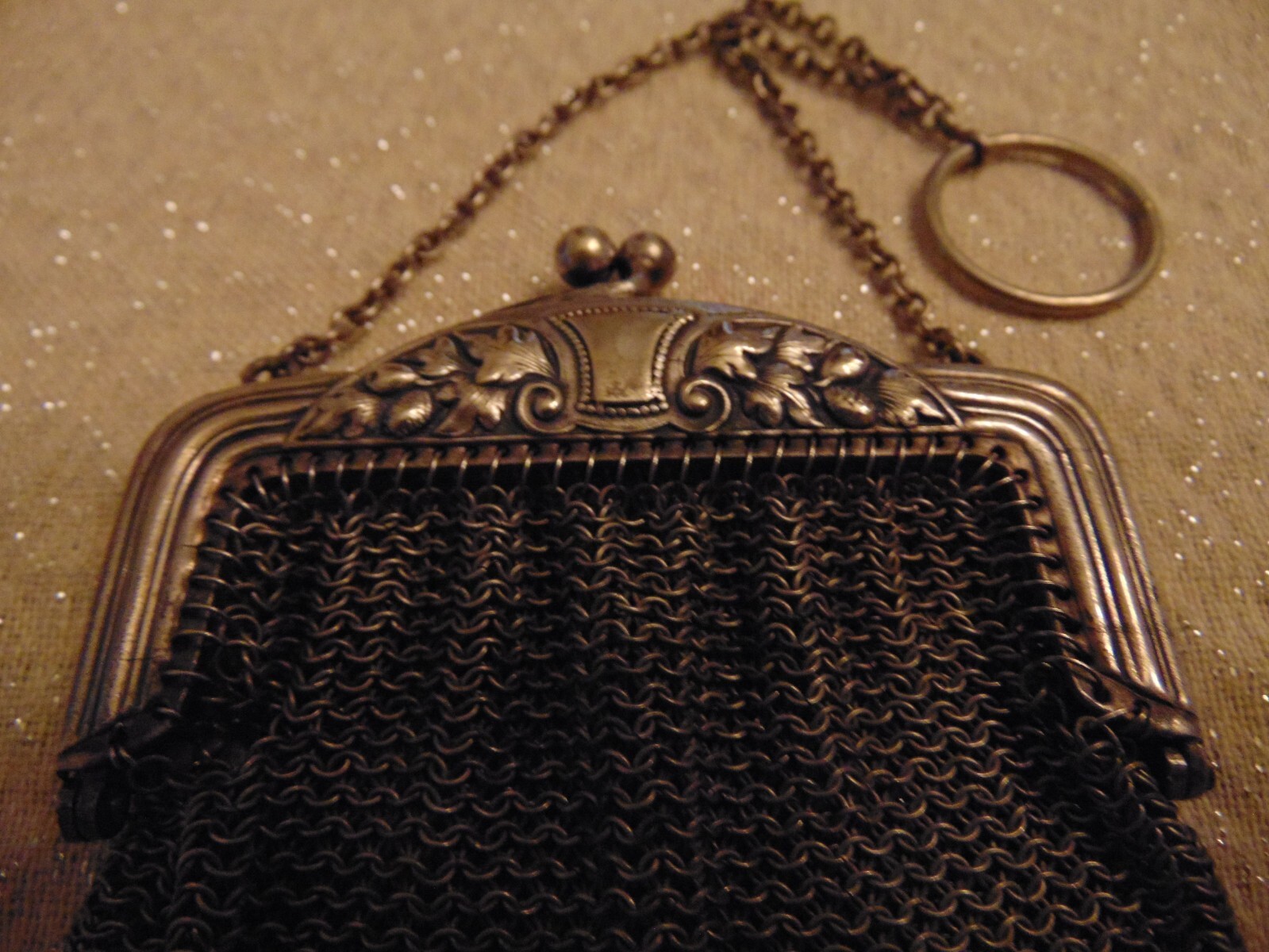 Beautiful Antique French Metal Mesh Coin Purse - Gem