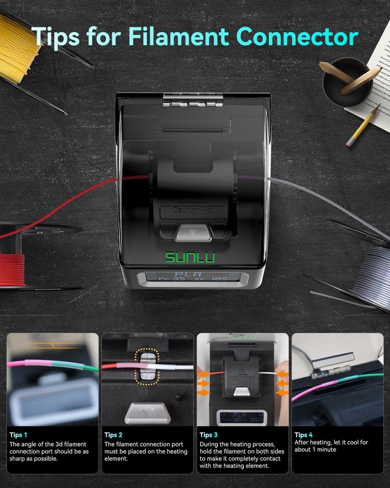 SUNLU FC01 Filament Connector 1.75mm Fast Heating ABS PLA TPU Nylon 240 ...