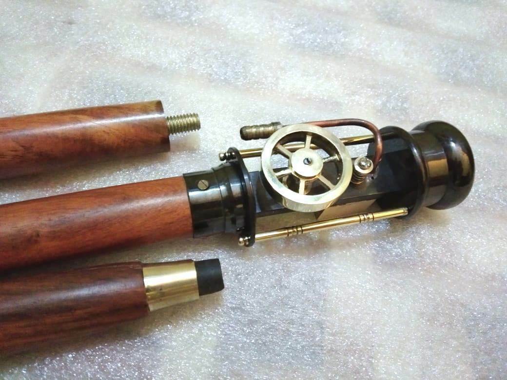 Brass Model Working Steam Engine Antique Handle Woode… - Gem