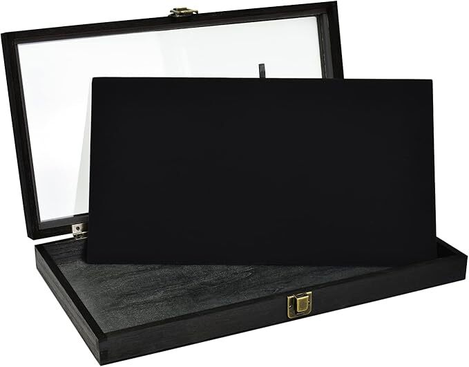 Knife Display Case Wood EDC Pocket Knives Glass Lock Gun Watch Shadow ...