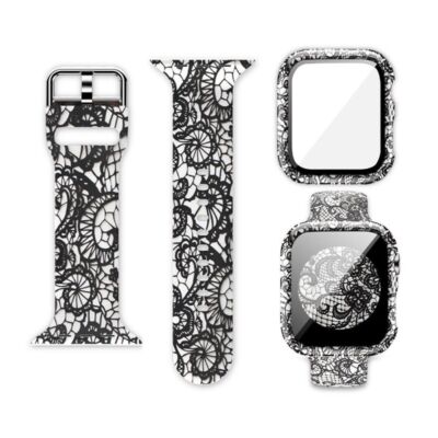 Lace Pattern Watch Band Strap + Case For Apple Watch Series SE 8 45mm ...