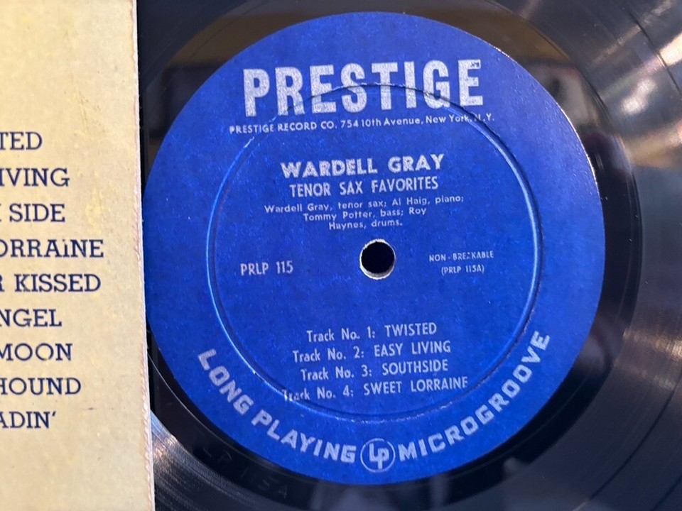 WARDELL GRAY sax favorites PRESTIGE 10' 25CM PRLP 115. ORIGINAL 1951 ...