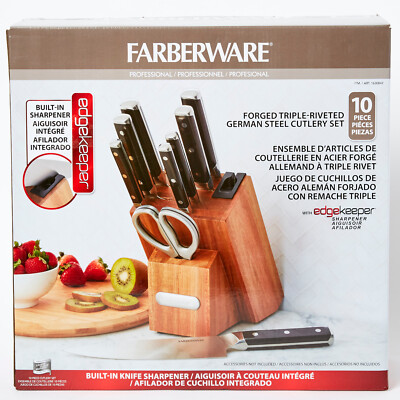 BRAND NEW Farberware Edgekeeper 10Pc. Forged German Steel Cutlery Set ...