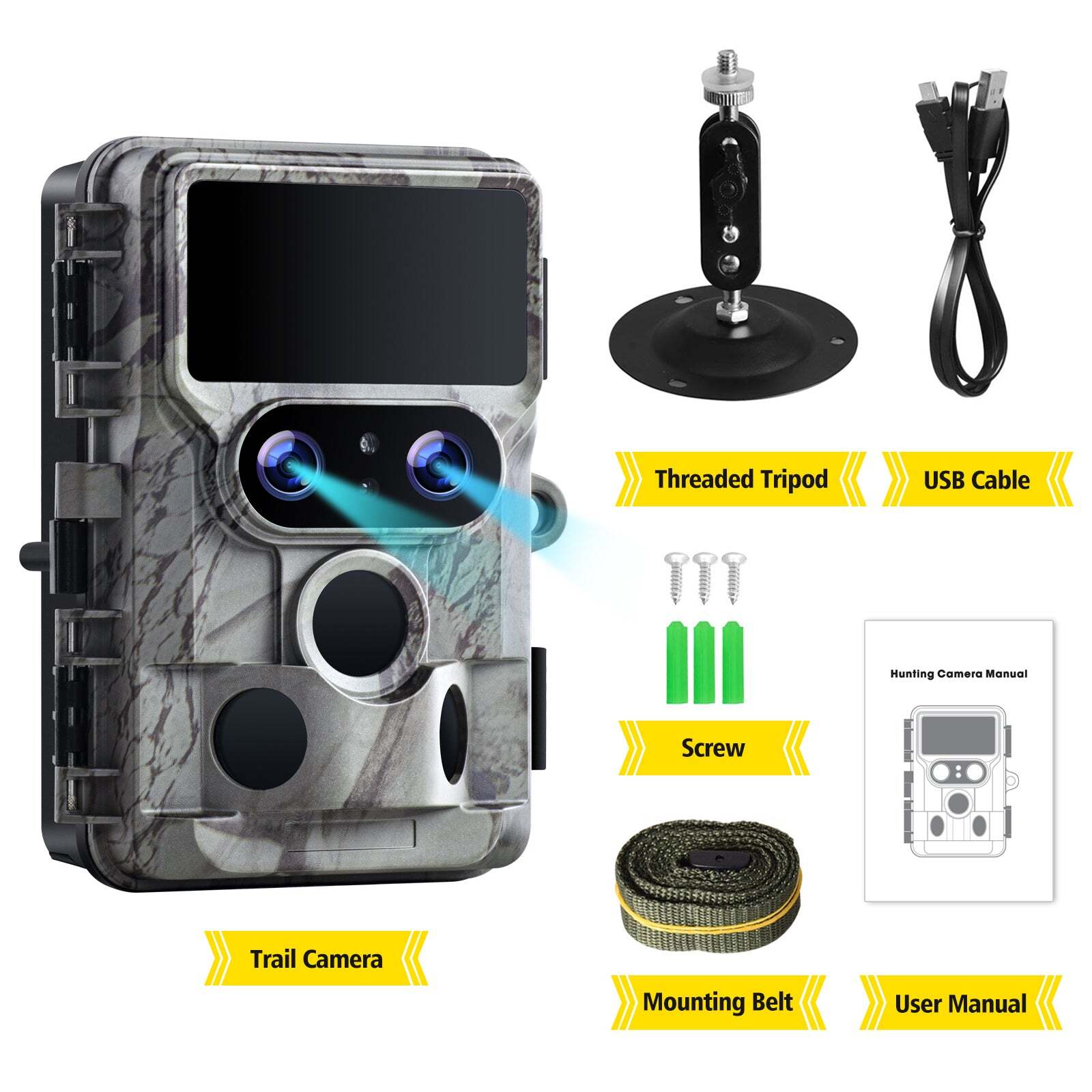 Campark 4K Dual Lens WiFi Wildlife Camera 60MP Hunting Trail Cam Night ...