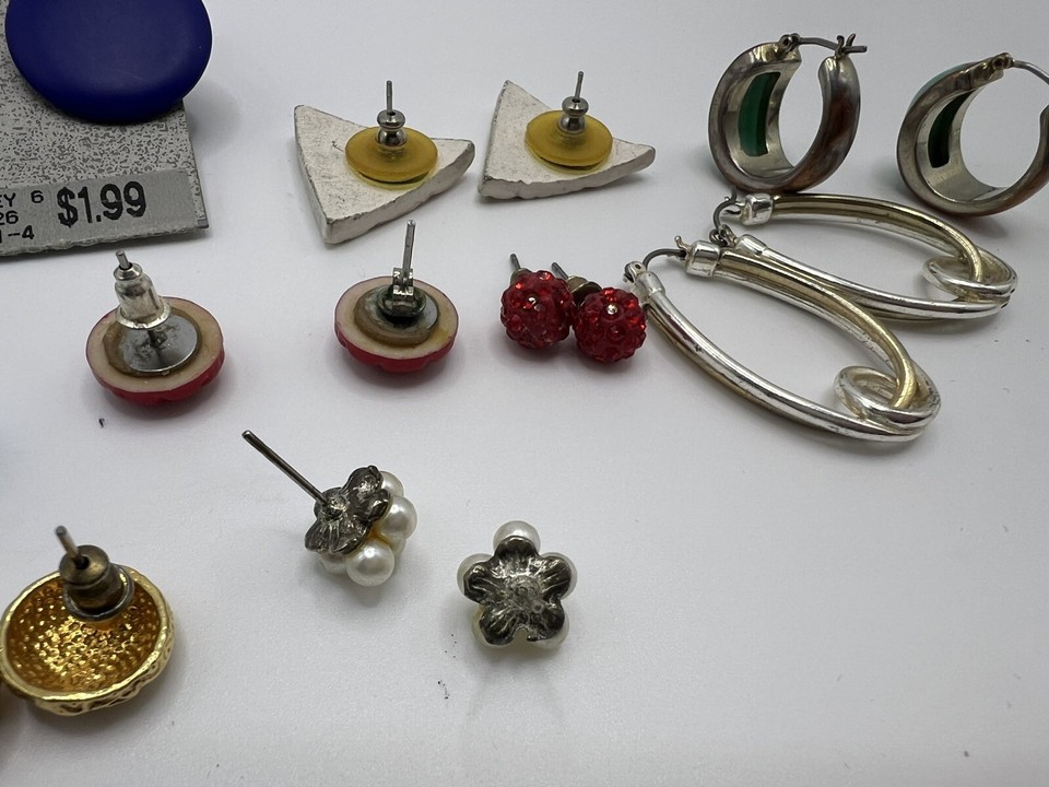 Vintage Costume To Now Earrings 10 Pc Lot Pierced Rhinestone Hoops ...