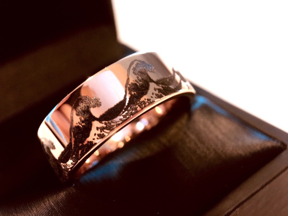 Wedding Bands, Ocean Wave Ring, Rose Gold Tungsten Wedding Bands ...