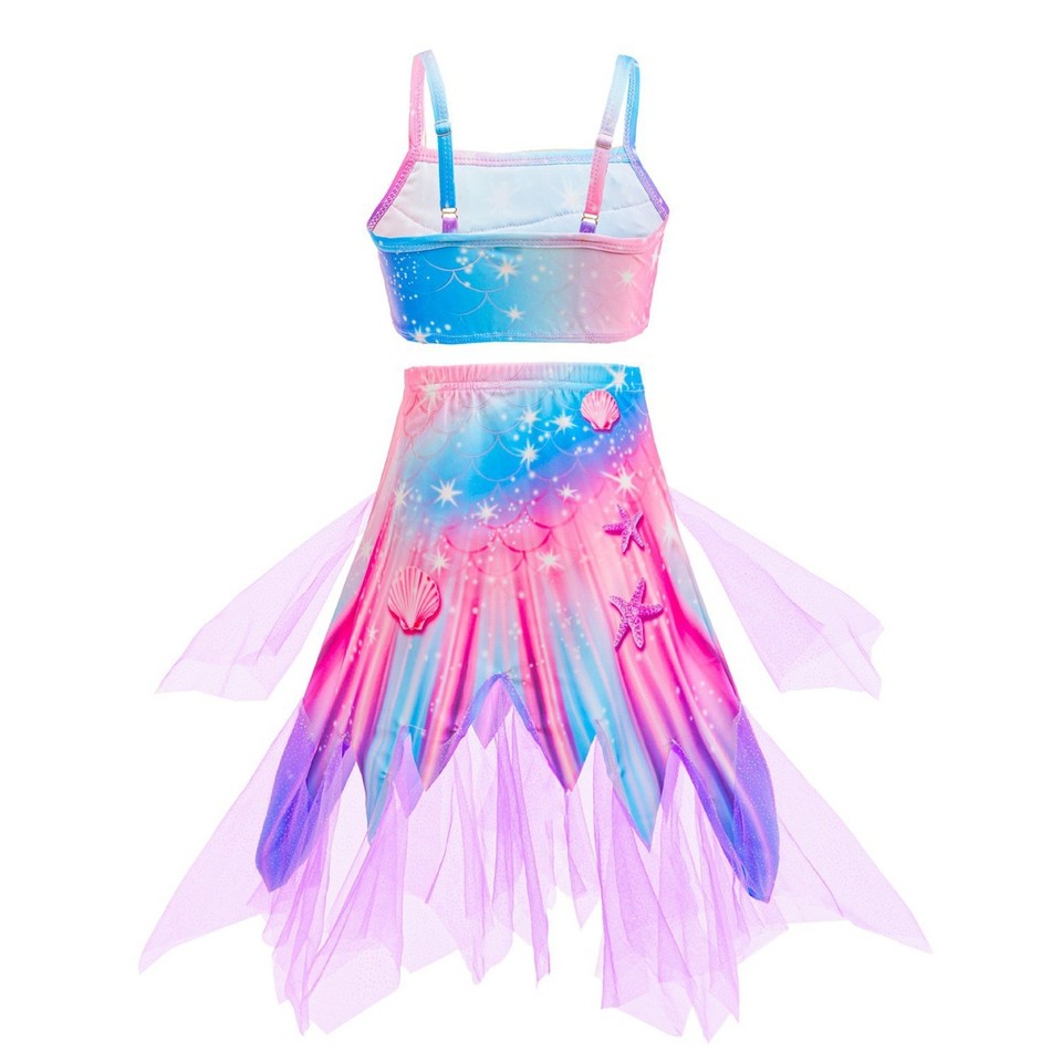 3pcs Girls Mermaid Swimming Costume Swimmable Bikini Set Summer ...