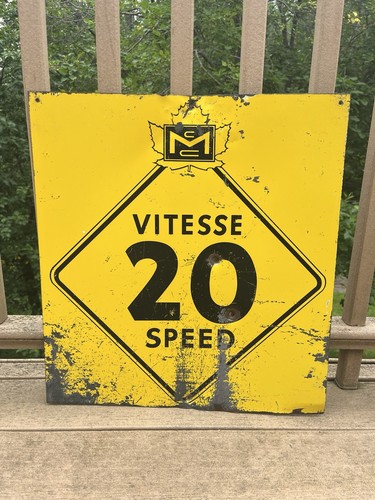 French Canadian SPEED LIMIT 20 Sign- Vitesse- Original Road Sign- Hard ...
