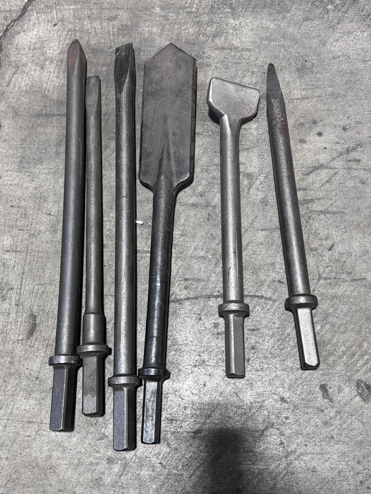 Pneumatic Clay Digger Tool 3/4" x 3/4" Square Shank 6pc Mixed Chisel Set | eBay