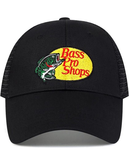 Bass Pro Shops Black Embroidered Logo Adjustable Snapback Mesh Trucker ...