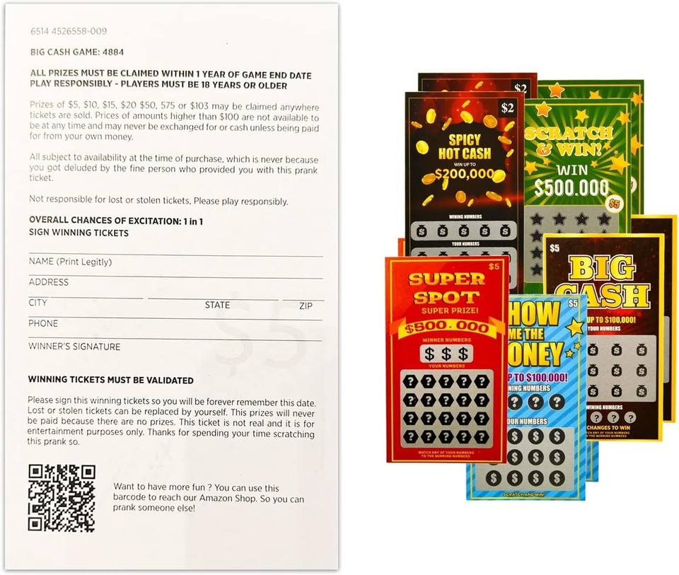 10 Fake Lottery Tickets and Scratch off Cards That Look - Winning $500K ...